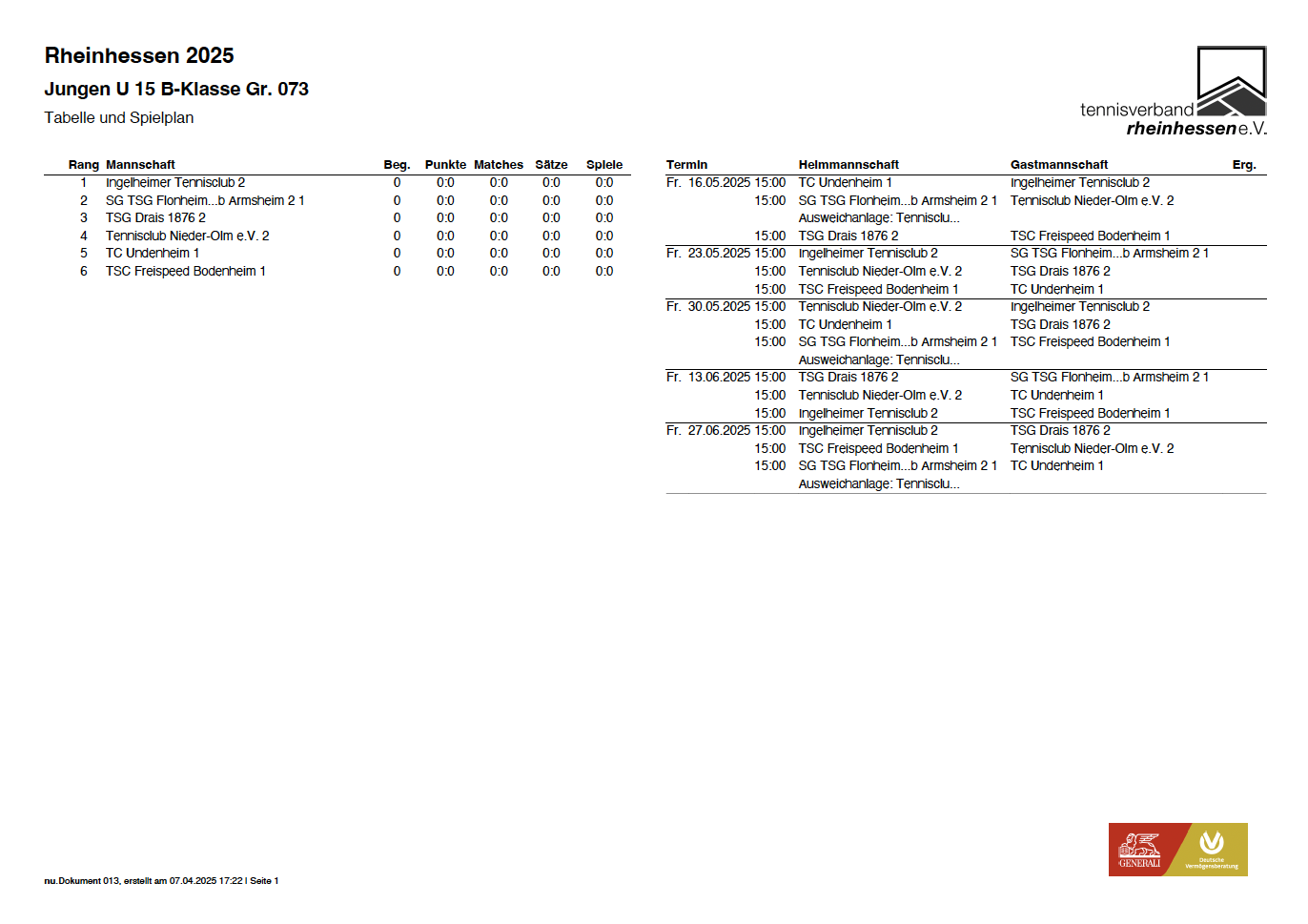 Spielplan